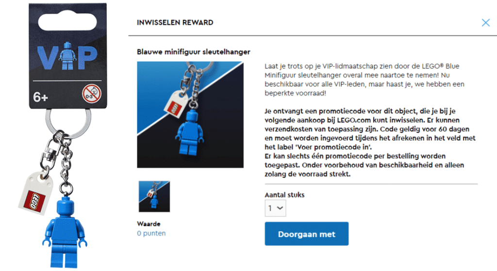 LEGO 854090 Blue Minifigure VIP Keychain wederom gratis te bemachtigen ...