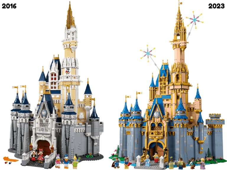 LEGO Disney Castle 2016 vs. LEGO Disney Castle 2023 - de verschillen